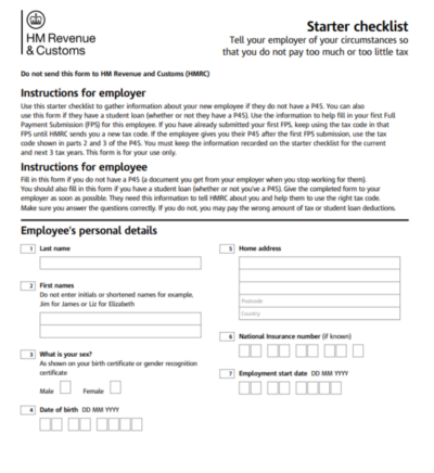 HMRC Starter Checklist: Importance, Access & Key Details