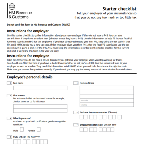 HMRC Starter Checklist: Importance, Access & Key Details
