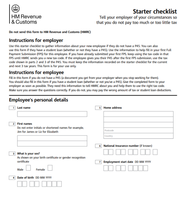 HMRC Starter Checklist: Importance, Access & Key Details